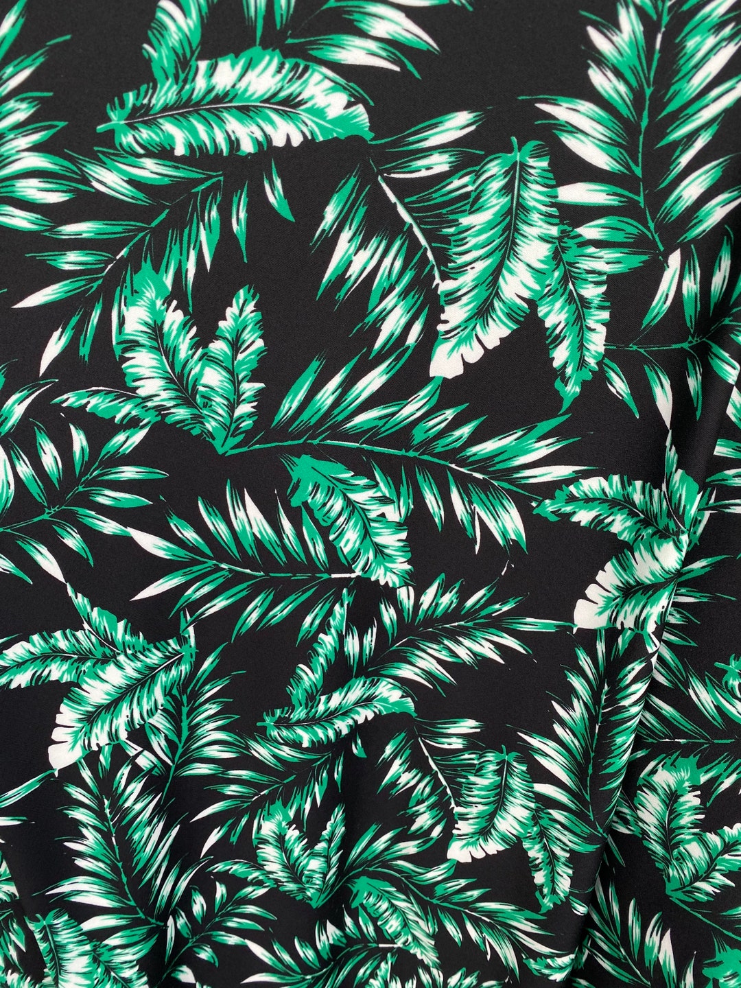 New Palm Leaf Design Print on Poly Spandex 2-way Stretch Medium Weight ...