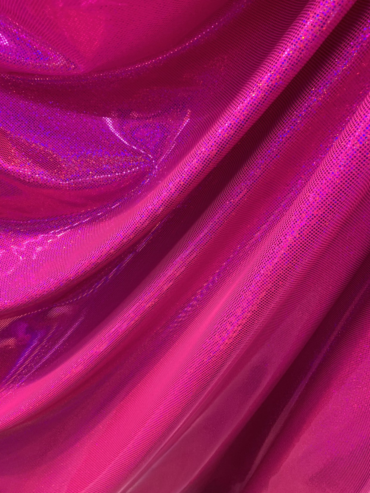 Hologram Metallic Dots Hot Pink Fushia Nylon Spandex 4way | Etsy
