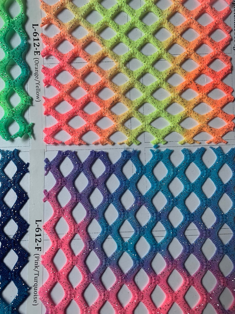 Big Fishnet Diamond Mesh Tie Dye W/silver Glitters 4way Stretch 58/60 ...
