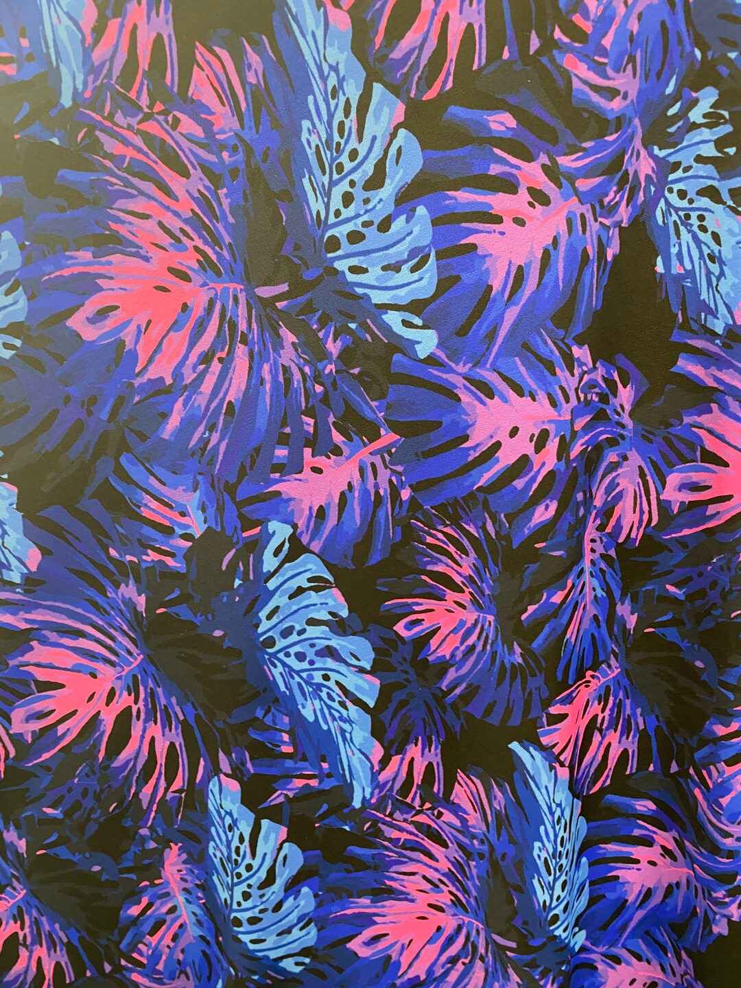 New Tropical Print Leaves Design Black/multi Print on Great Quality of ...