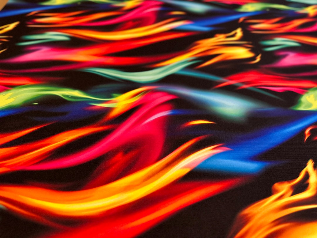 Luxury Flames Design Multicolor Print on Great Quality of Nylon Spandex ...