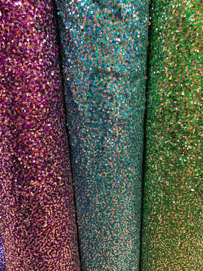 New Hologram Iridescent Sequins Rain Drop Sequins on Stretch Mesh 4way ...