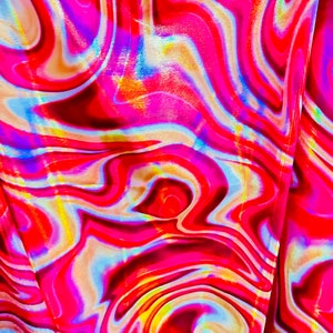 New Modern Abstract Lava Design on Iridescent Metallic Nylon Spandex 4 ...