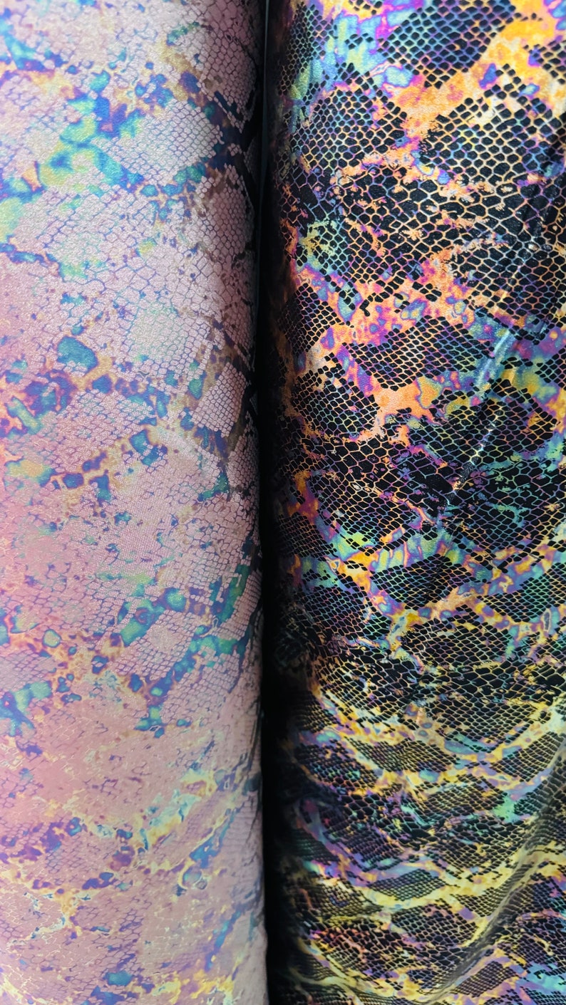 Exotic Iridescent Snake Skin Design on Metallic Nylon Spandex 4-way ...