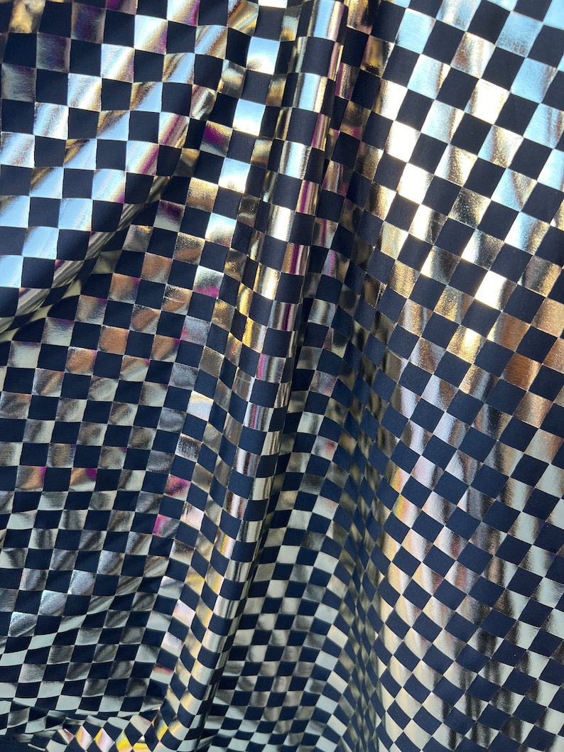 Checkered Design Metallic Poly Spandex 2-way Stretch 58/60” Sold by the ...