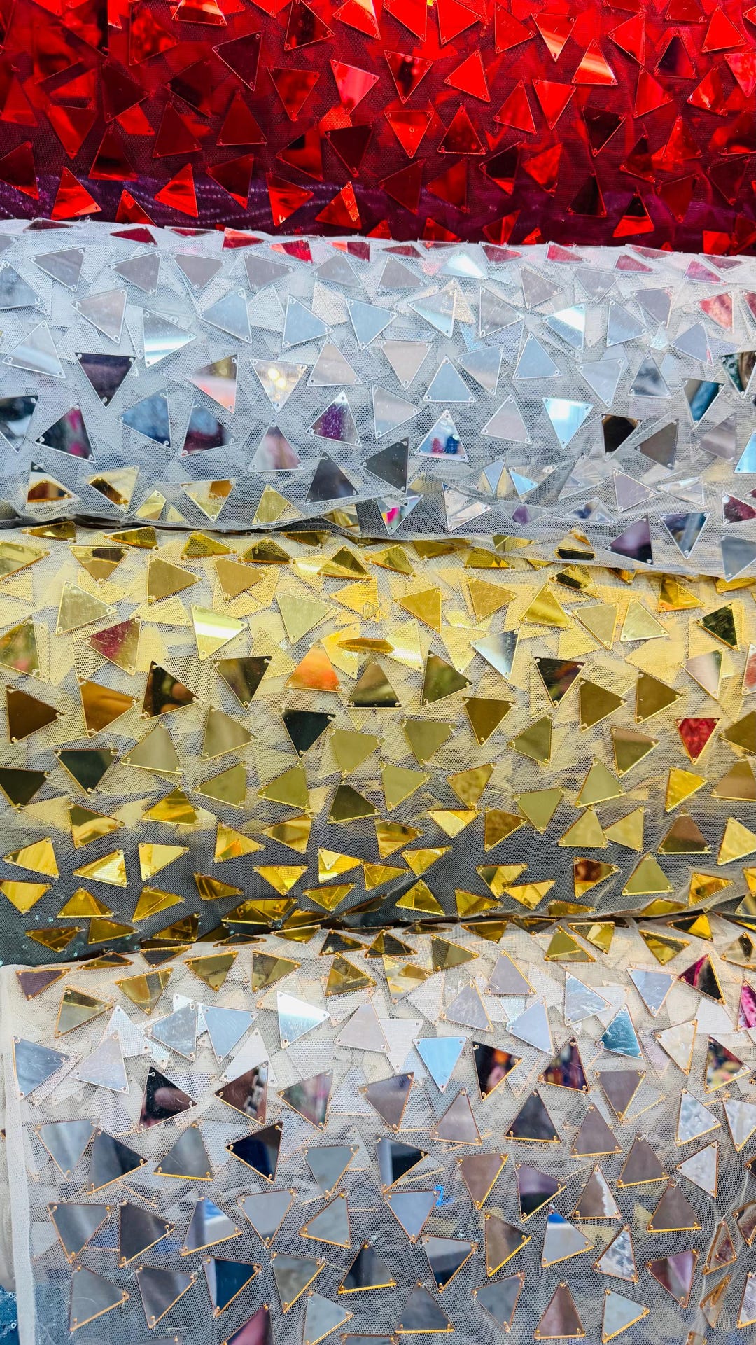 Geometric Mirror Design Embroidered on Stretch Mesh 2-way Stretch 58/60 ...