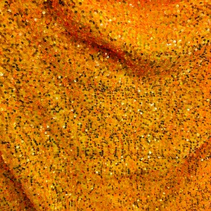 Luxury Iridescent Sequins Neon Orange Embroidered on Stretch Velvet 4 ...