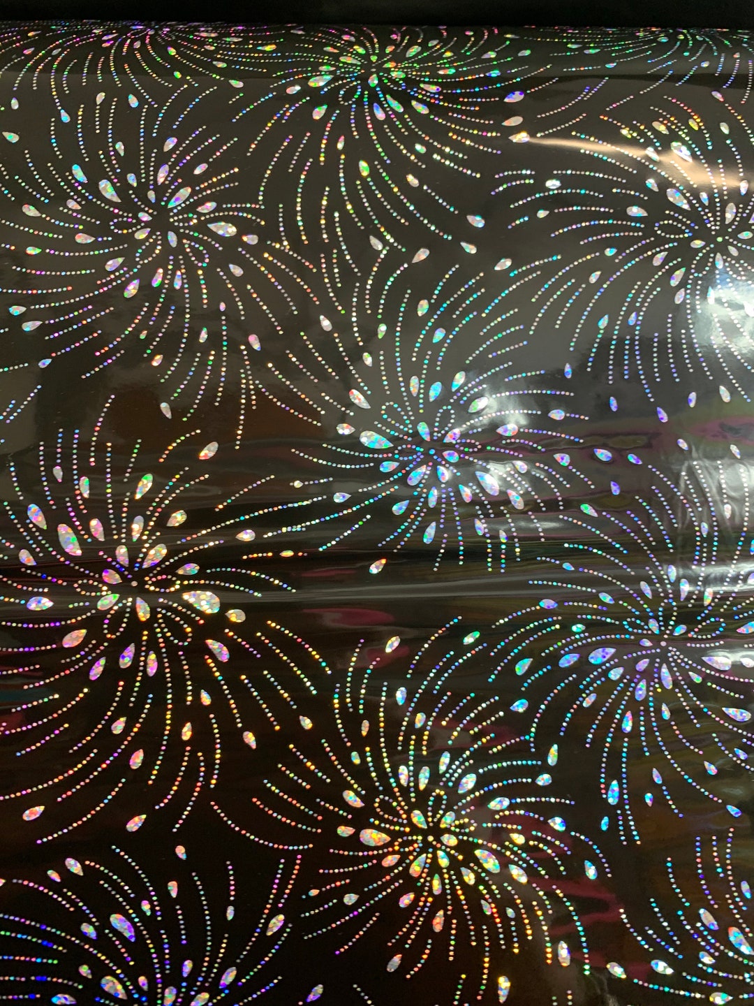 New Spandex Shining Vinyl Fireworks Design 2-way Stretch 58/60” Sold by ...