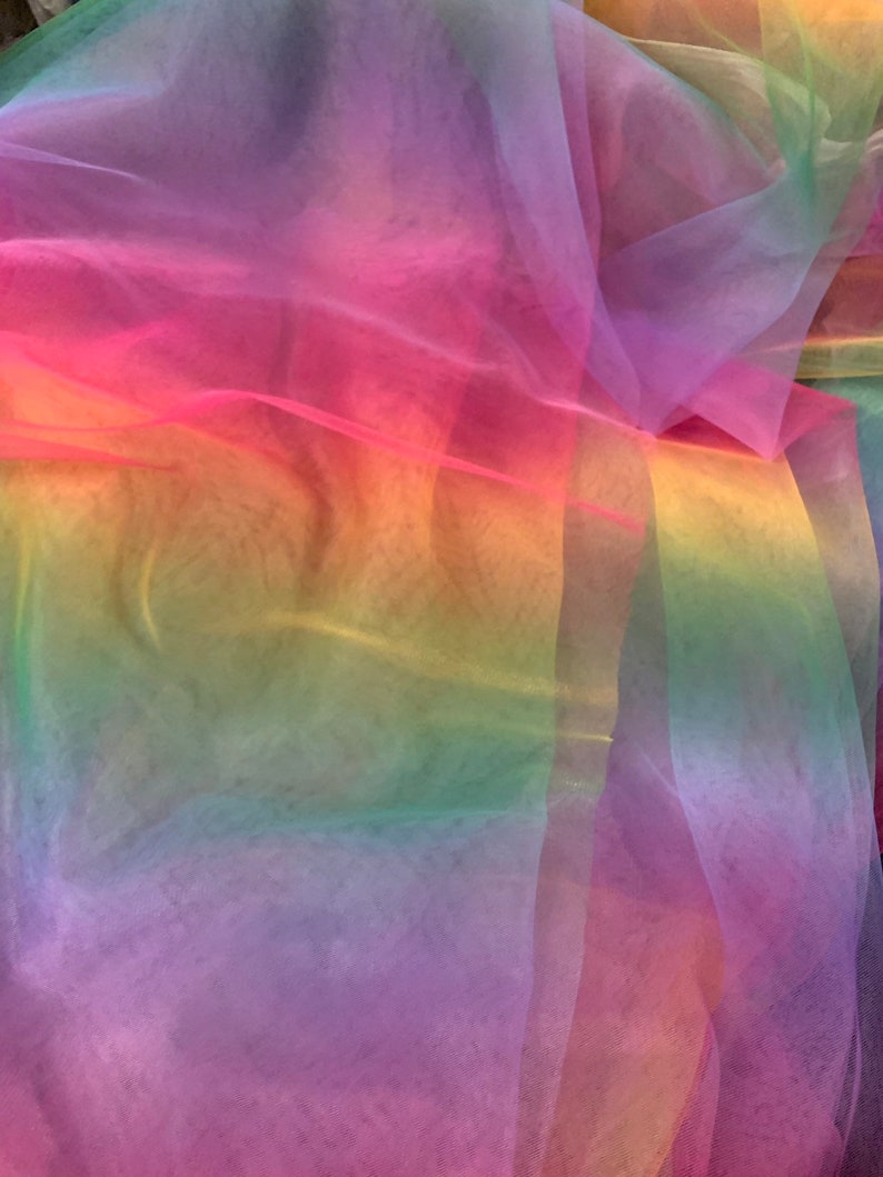 New Rainbow Design Print on Poly Stretch Mesh 2 Way Stretch - Etsy