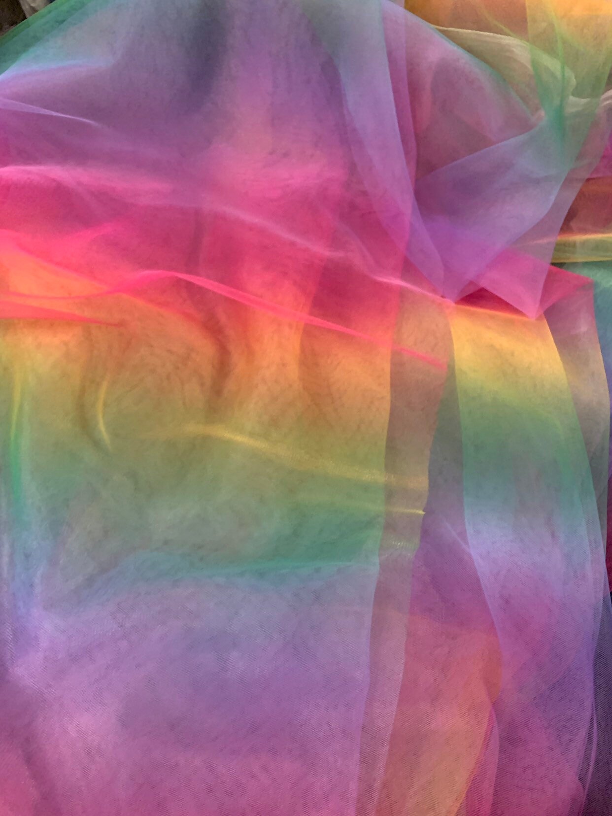New rainbow design print on poly stretch mesh 2 way stretch | Etsy