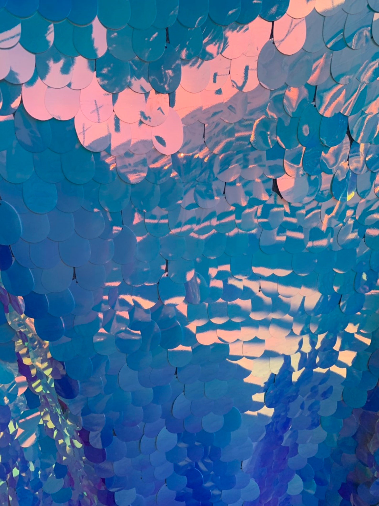 Teardrops Sequins Jumbo Size Iridescent Mirror White Stretch - Etsy