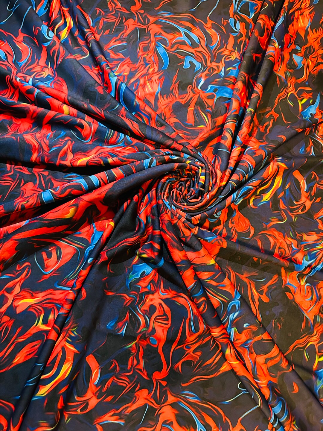 New Modern Flames Abstract Design Print on Nylon Spandex 4-way Stretch ...