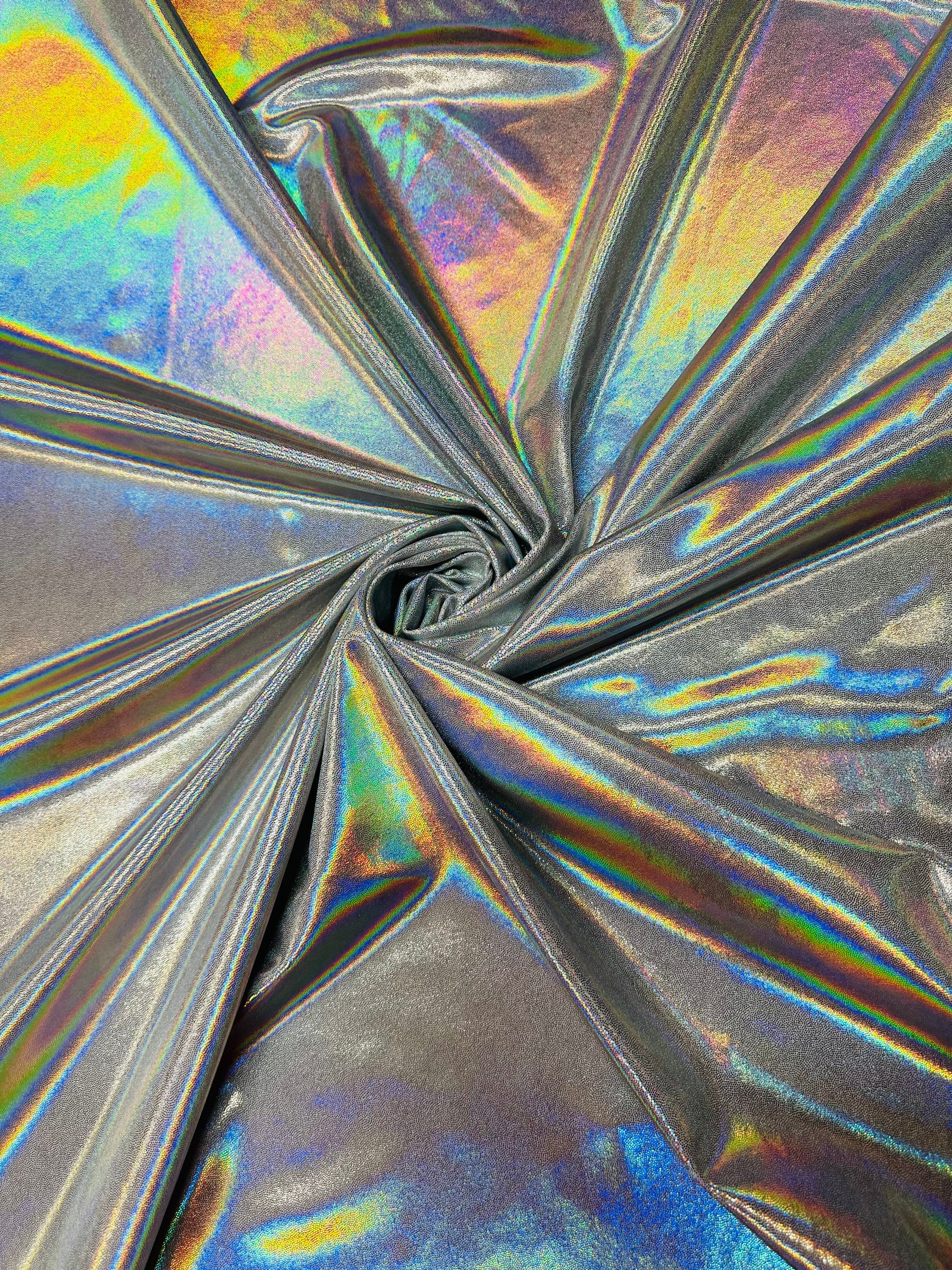Oil Slick Design Iridescent White Silver Foggy Foil Hologram Metallic ...