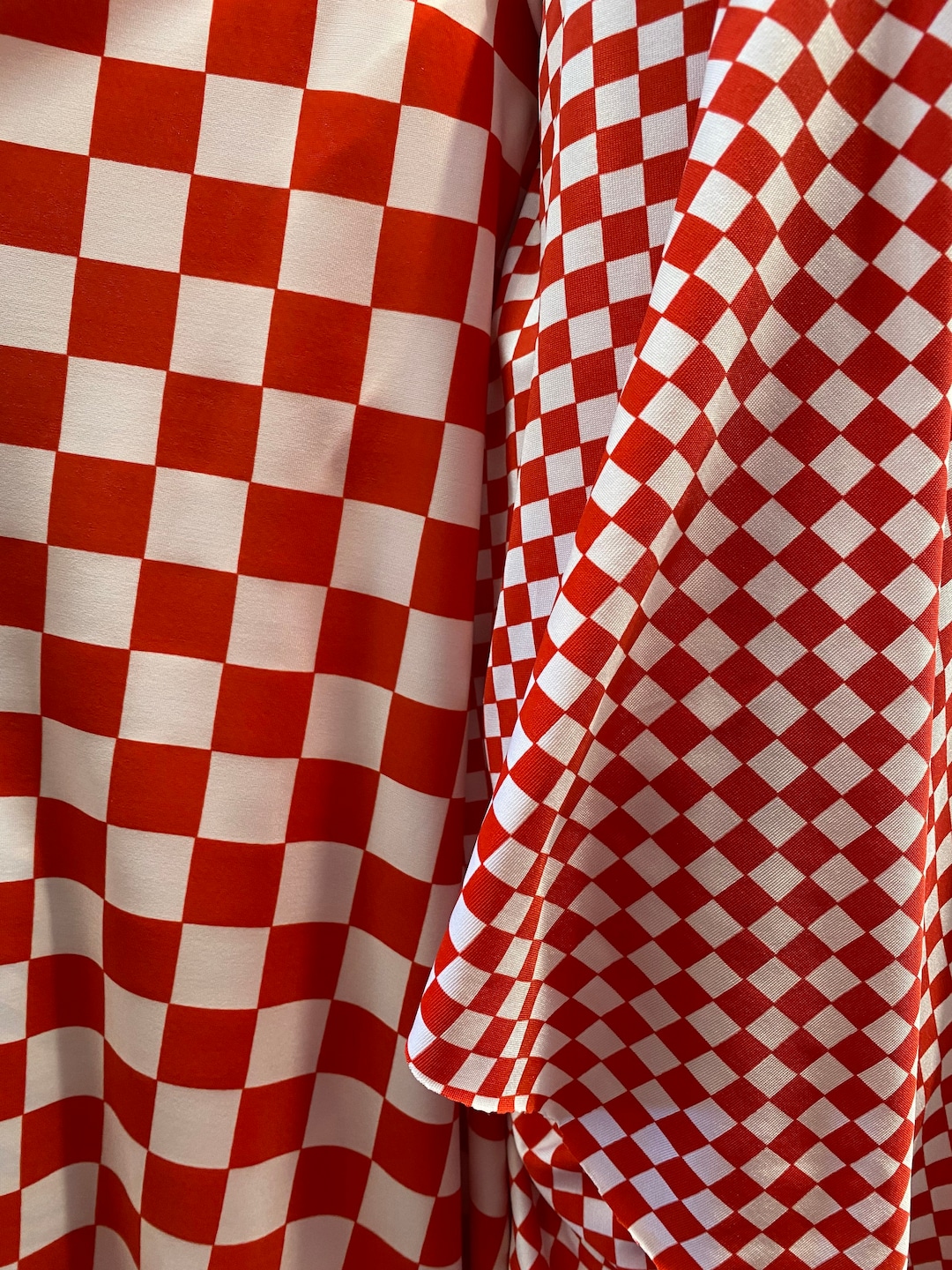 New Poly Spandex Checkered Design 1”-1/2” Print on Poly Spandex 4-way ...