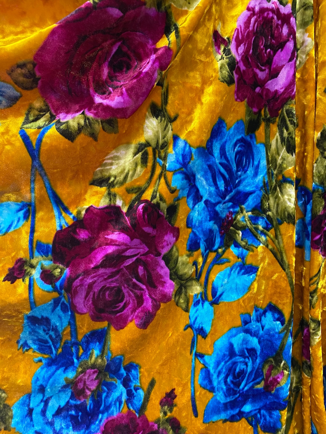 New Flower Design Print on Great Quality of Stretch Velvet 58/60” Sold ...