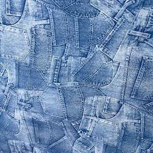 Jeans Design Denim Looking Print on Vinyl Non Stretch Heavy Weight 58/ ...