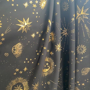 New Celestial Multi Stars Design Metallic Poly Spandex 4-way Stretch ...