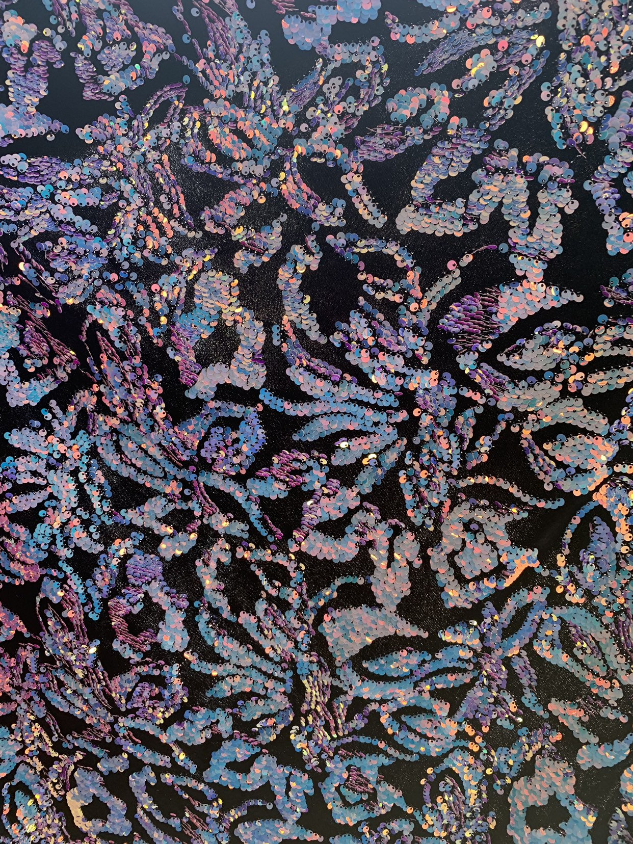 New Iridescent Sequins Isabella Flower Design on Heavy Black - Etsy