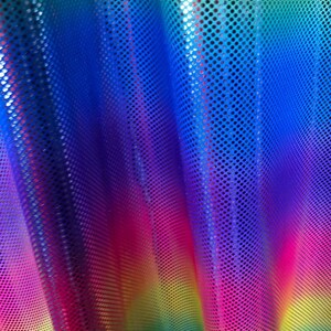 New Metallic Rainbow Design With Silver Dots Nylon Spandex 4way Stretch ...