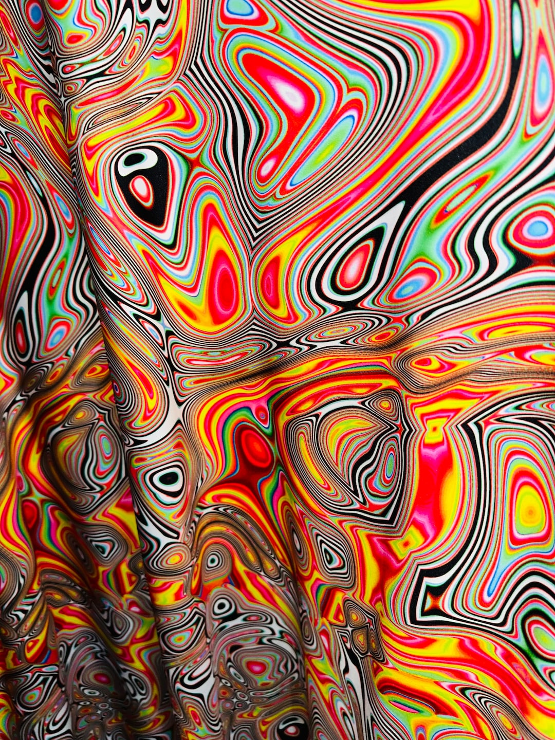 Spandex Fabric Modern Lava Design Fire Multicolor Print on Great ...