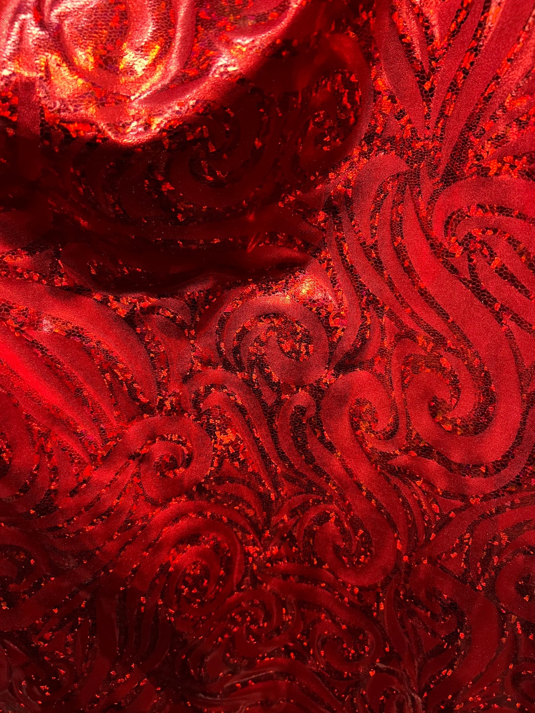 Swirl Rolex Design Hologram Metallic Nylon Spandex 4-way Stretch 58/60 ...