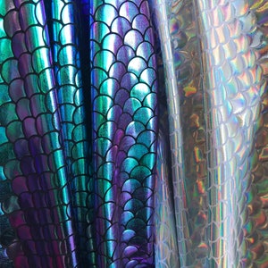 Mermaid Iridescent Fish Scales Hologram Metallic on Nylon Spandex 4way ...
