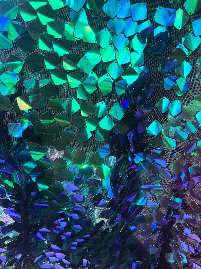 New Sequins Square Design Iridescent 2tone Sequins on Stretch Mesh 2way ...