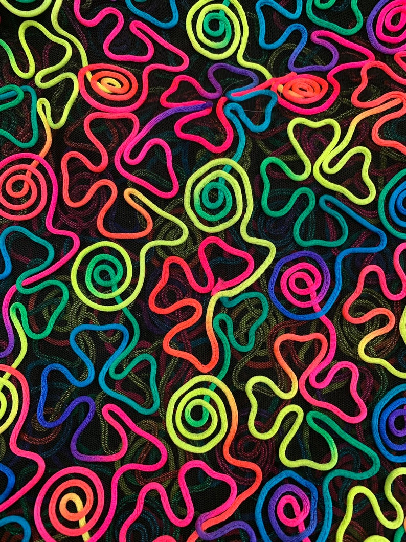 New stretch mesh swirl design rainbow color 2way stretch | Etsy
