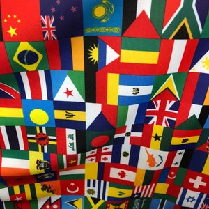 New International Multi Flags Design Printed on Nylon Spandex 4way ...