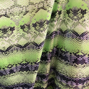 New Neon Green Snake Print on Poly 4 Way Stretch Spandex Fabric 58/60 ...