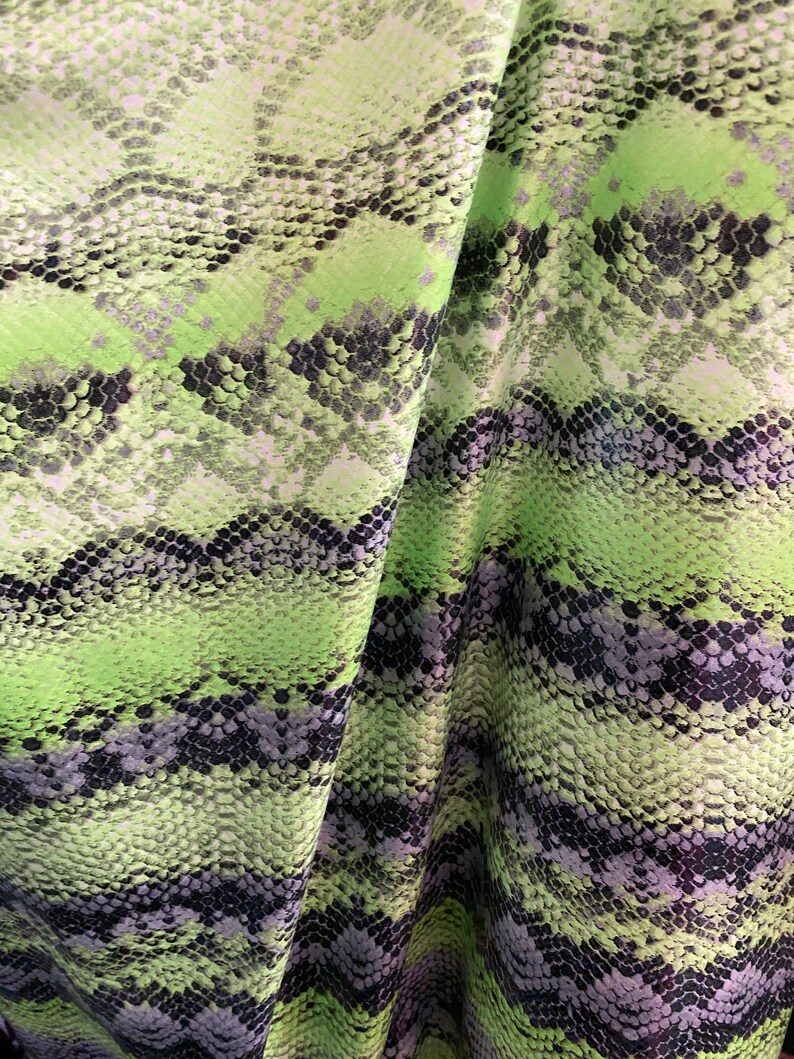 New Neon Green Snake Print on Poly 4 Way Stretch Spandex - Etsy