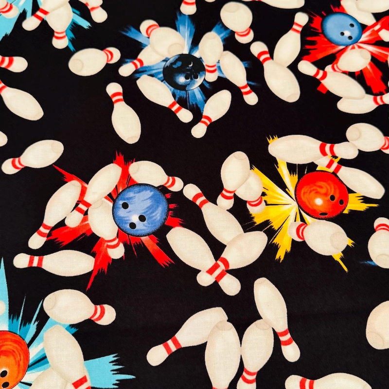 Fabric With Bowling Print - Etsy