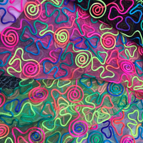 New Stretch Mesh Swirl Design Rainbow Color 2way Stretch - Etsy