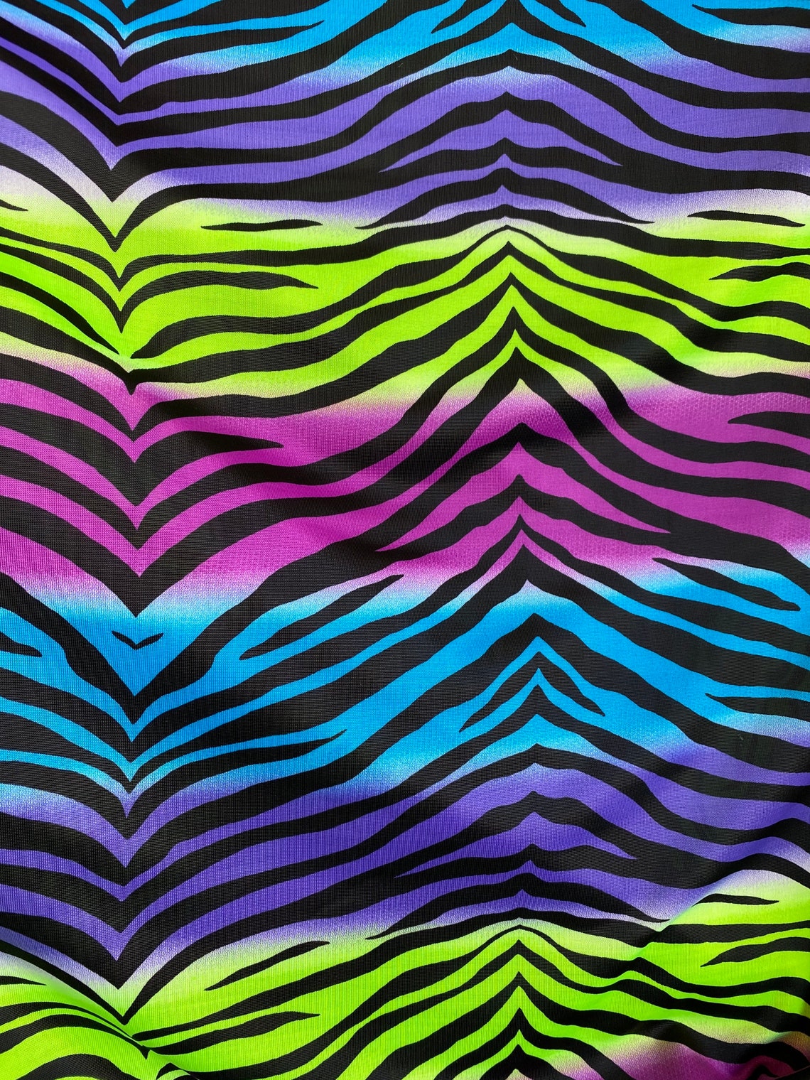 New Zebra Design Rainbow Neon Green Multi Poly Spandex 4-way - Etsy