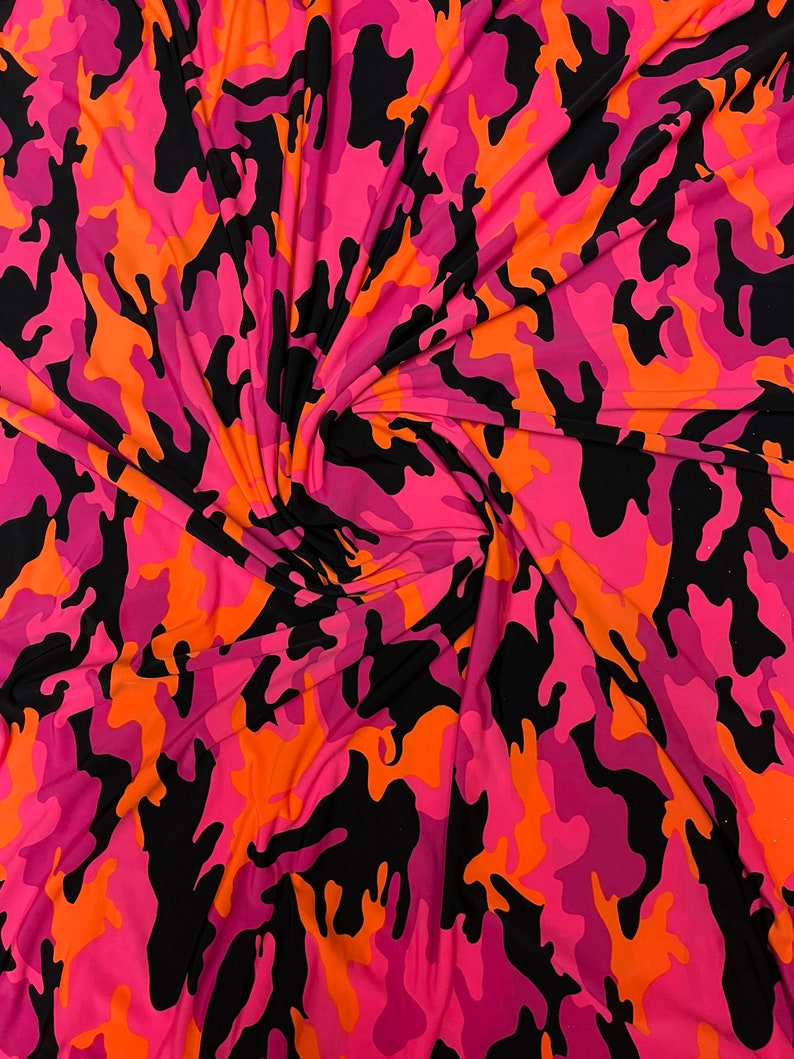 Camouflage design neon colors print on poly spandex 4-way | Etsy