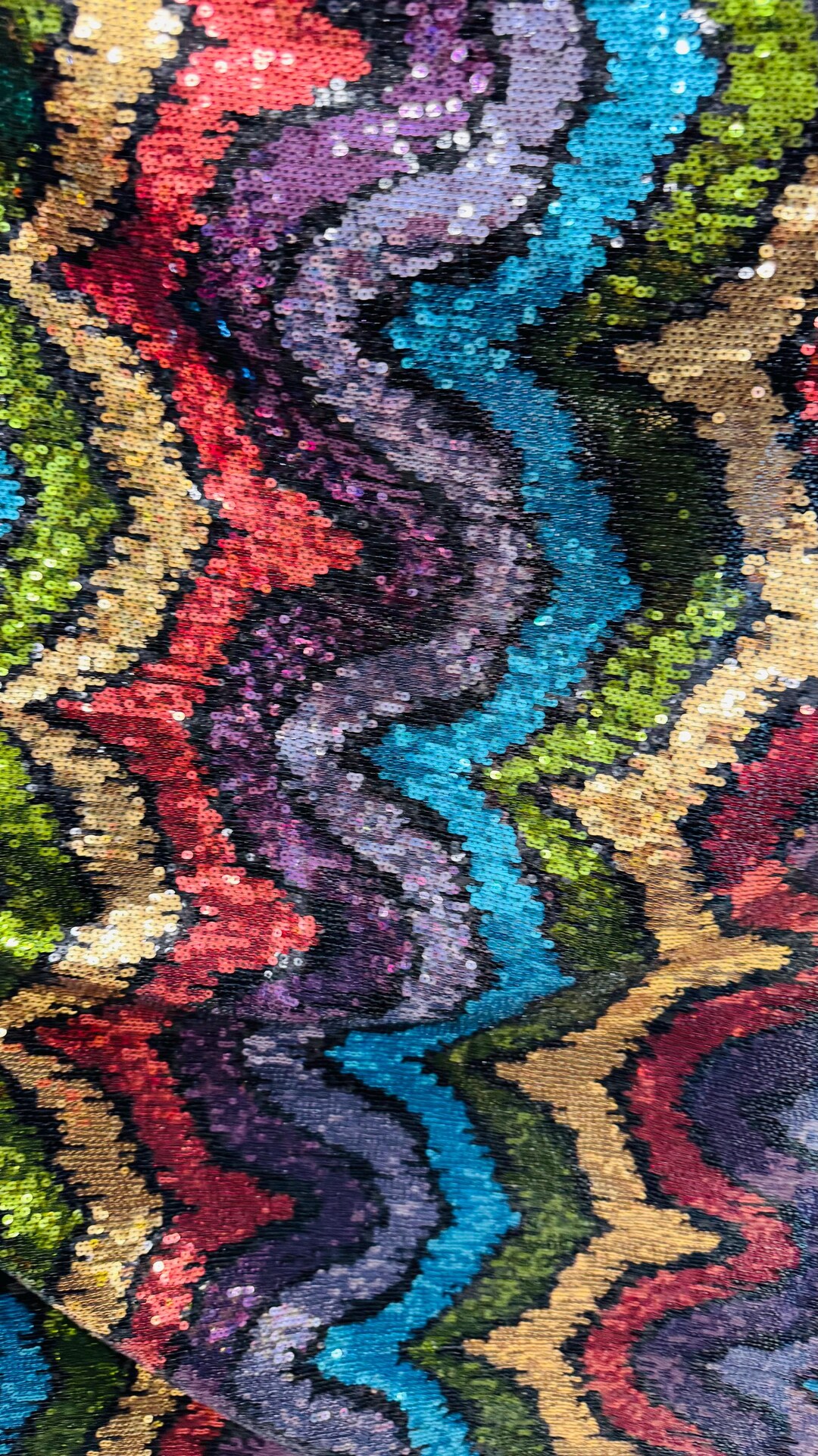 New Modern Wavy Design Trans Sequins on 4-way Stretch Power Mesh 54/55 ...