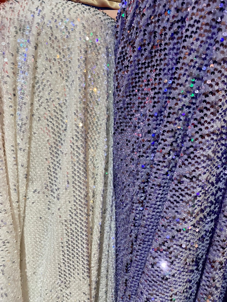 New Stretch Velvet With Hanging Sequins All Over 2-way Stretch 58/60 ...