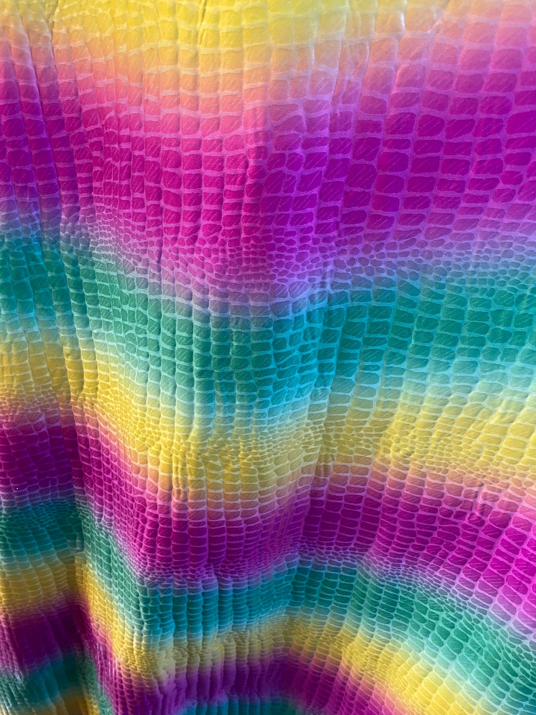 New Rainbow Crocodile Design Print on Poly Spandex With Clear Foil 2 ...