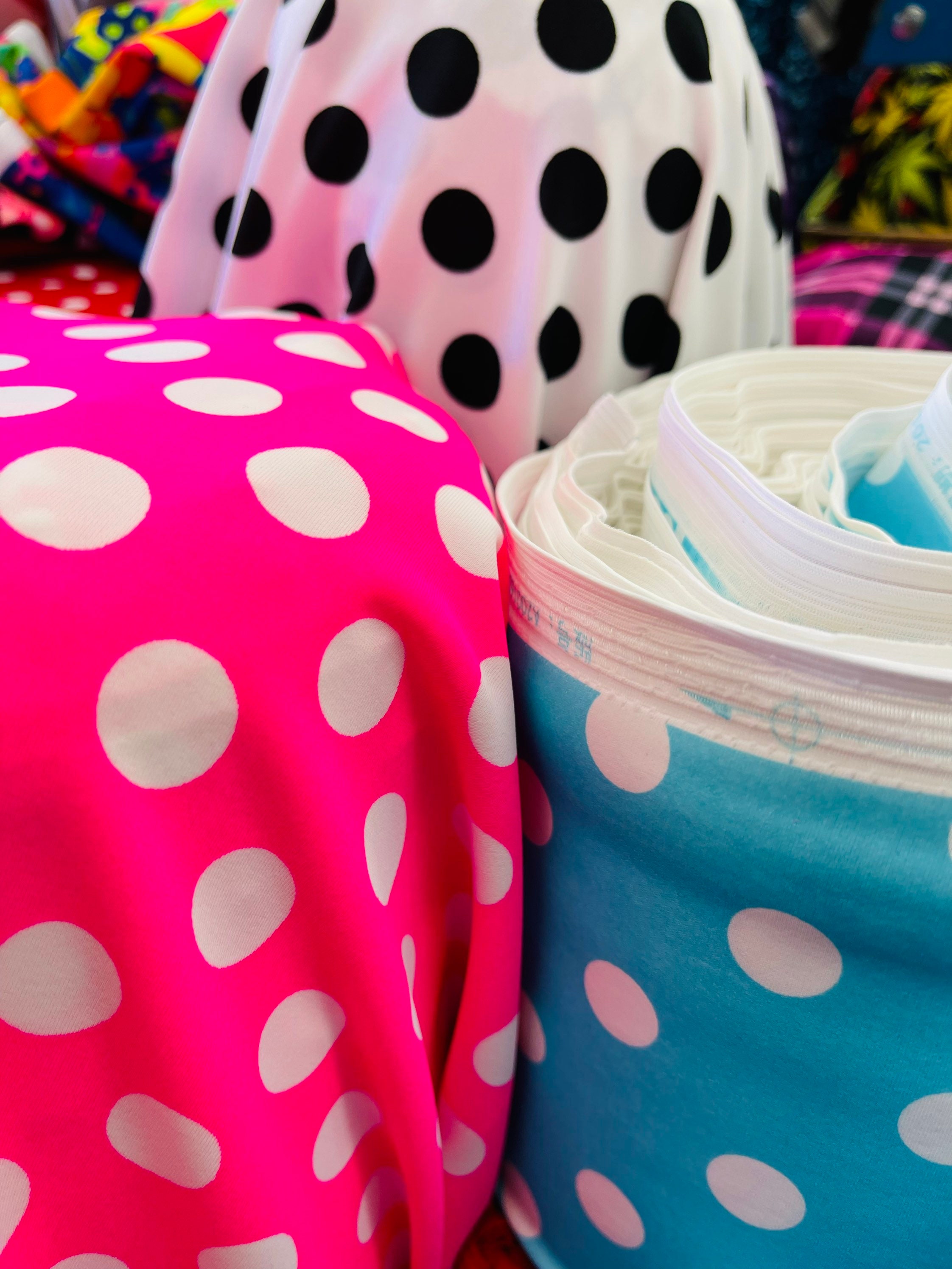 Polka Dots Design Multicolors Print on Best Quality of Nylon Spandex 4 ...