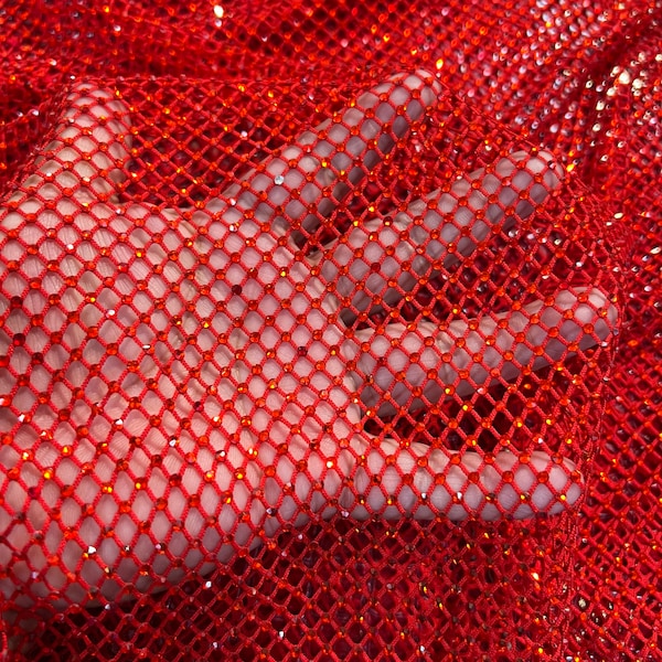 Rhinestone Fishnet Fabric - Etsy