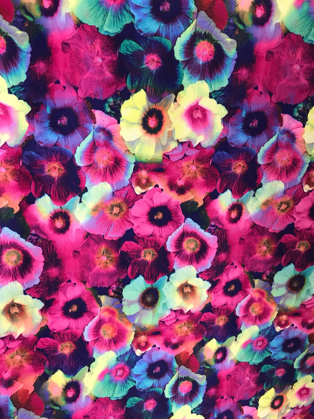 New Nylon Spandex Flower Design Multicolor 4way Stretch 58/60" Sold by ...