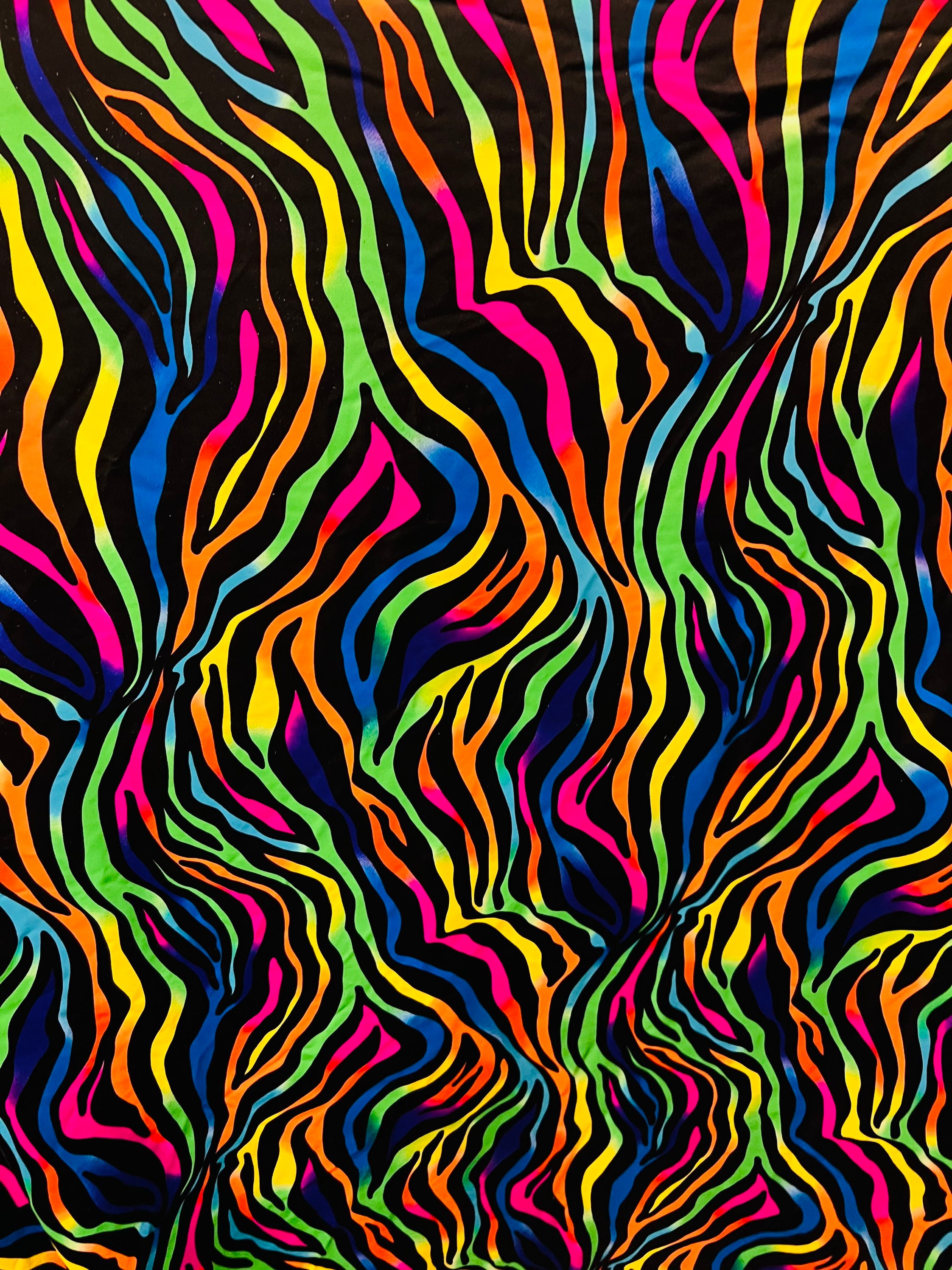 New Rainbow Zebra Design Print on Great Quality of Nylon Spandex 4-way ...