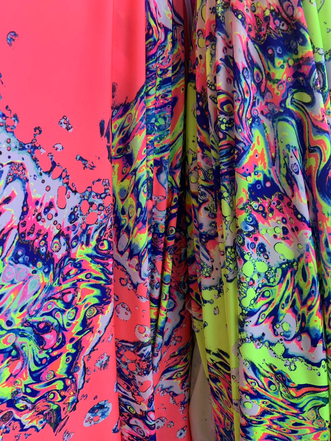 New UV Light Reflective Fabric Lava Abstract Design on Nylon Spandex ...