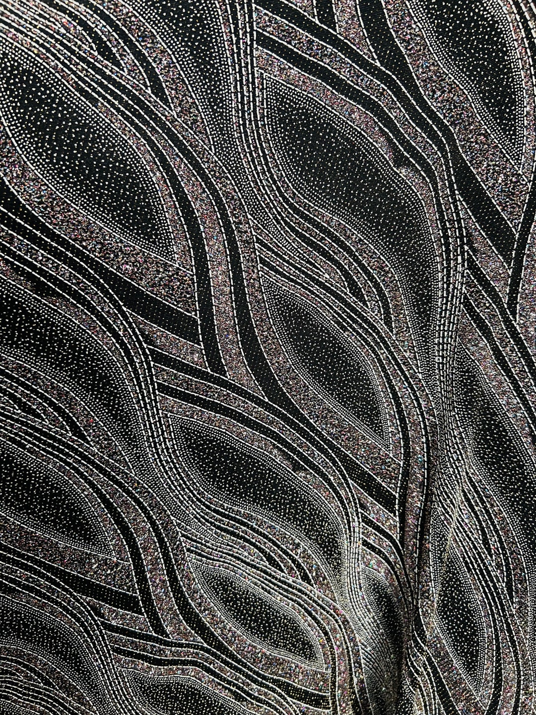 New Abstract Design Metallic Slinky 4-way Stretch Glitter Fabric 58/60 ...