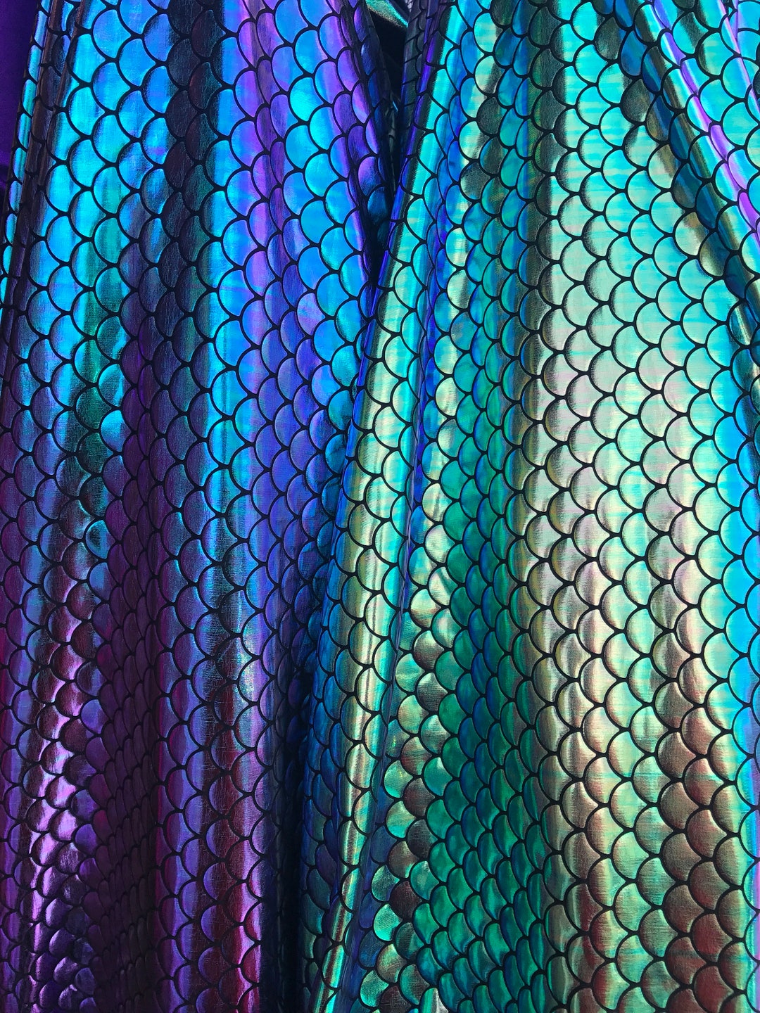 Iridescent Mermaid Foil Fish Scales Nylon Spandex 4way Stretch 58/60 ...