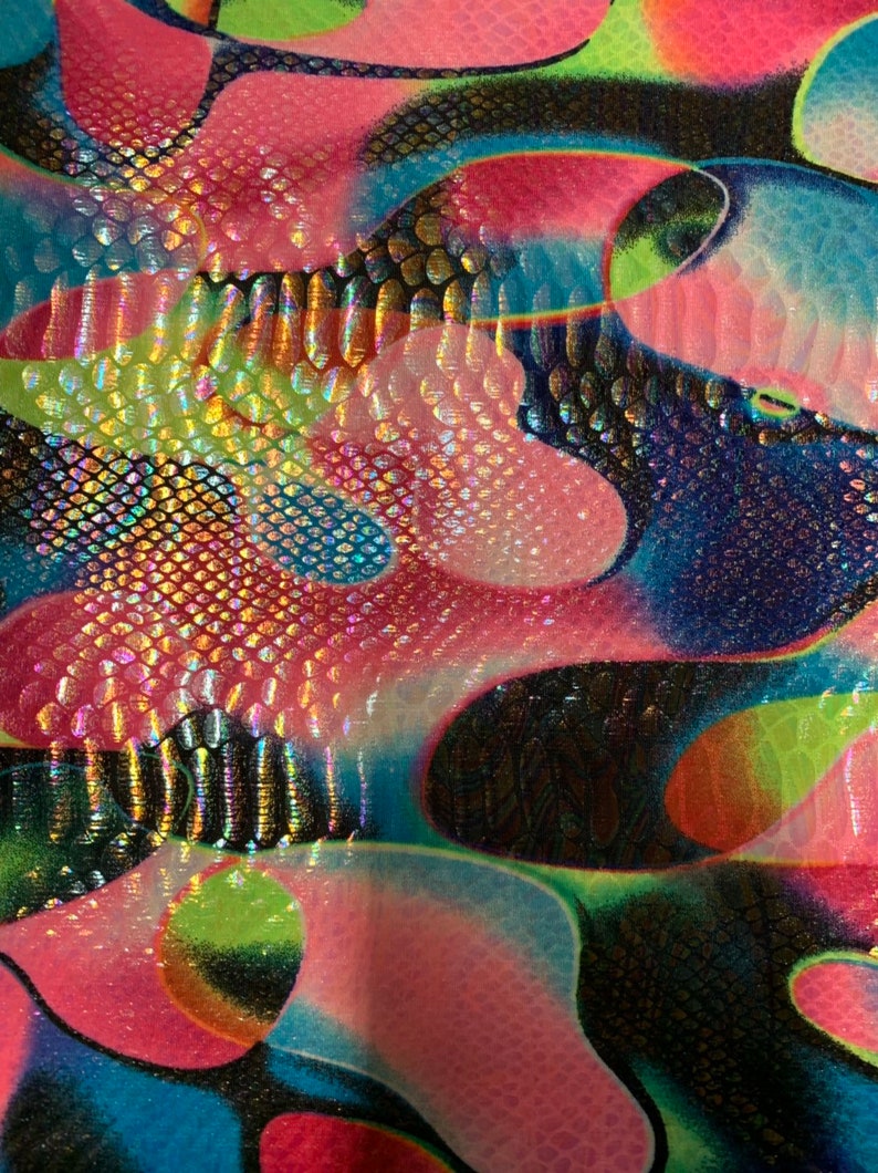 Anaconda Snake Design With Crystal Iridescent Clear Foil Nylon Spandex ...