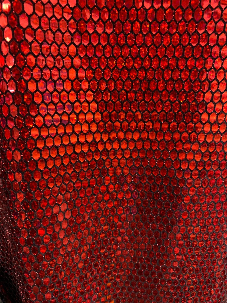 New Metallic Geometric Flat Mirror Honeycomb Iridescent Red - Etsy