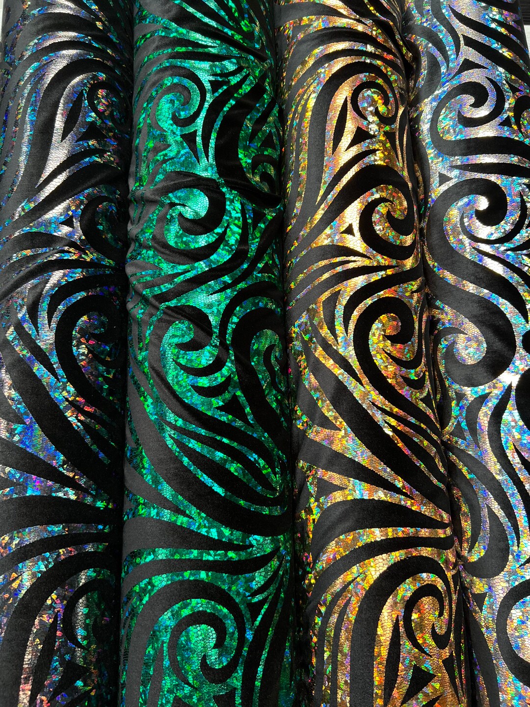 Rolex Design Swirl Hologram Metallic Foil on Great Quality of Stretch ...