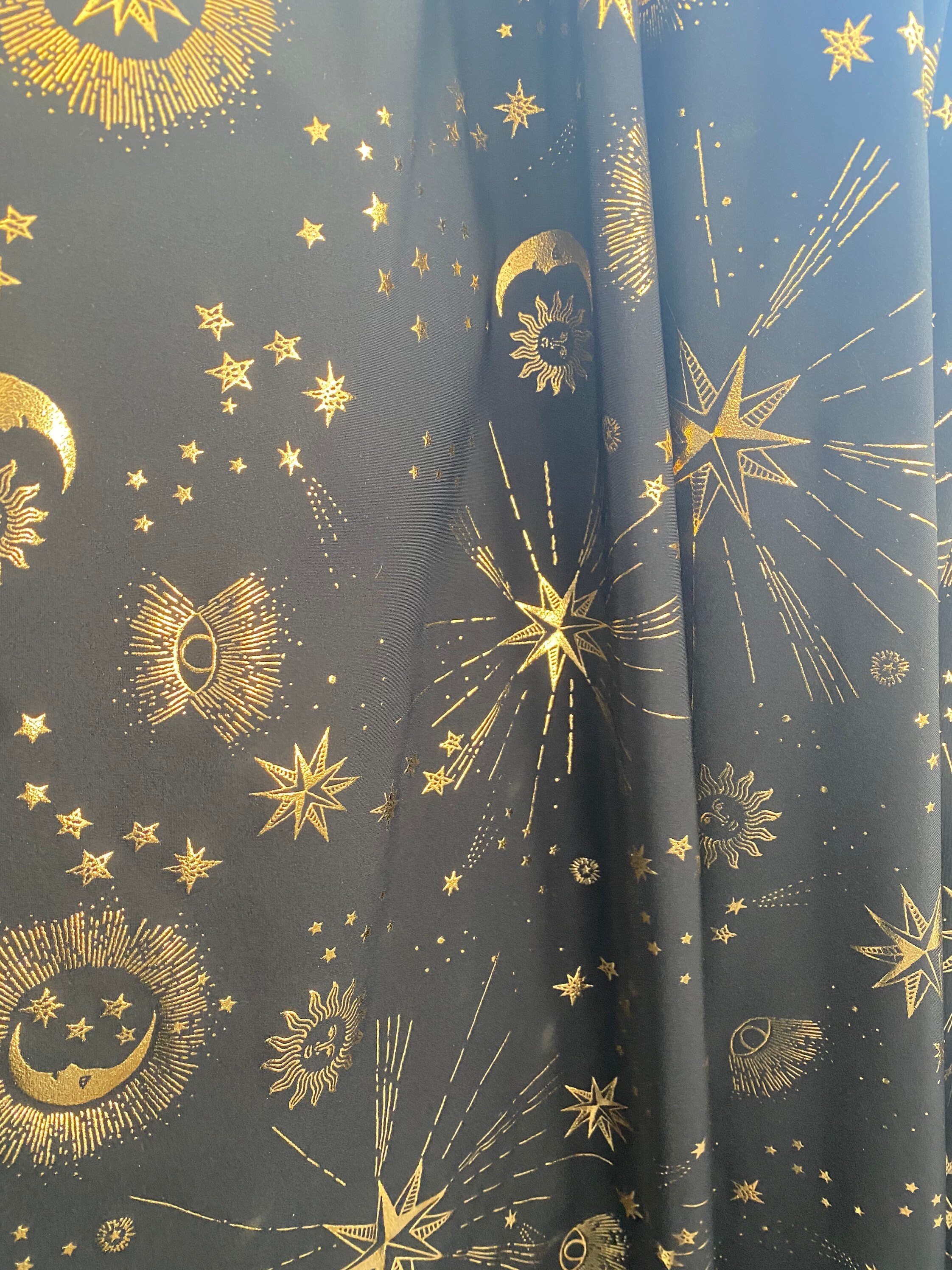New Celestial Multi Stars Design Metallic Poly Spandex 4-way | Etsy
