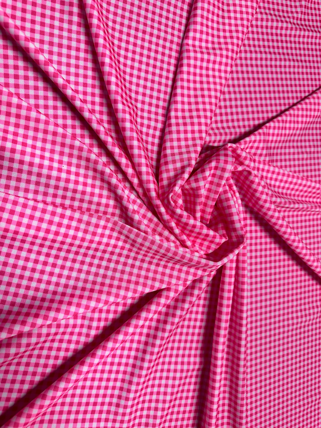 Gingham Design 1/4” Hot Pink Color Print on Great Quality of Nylon ...